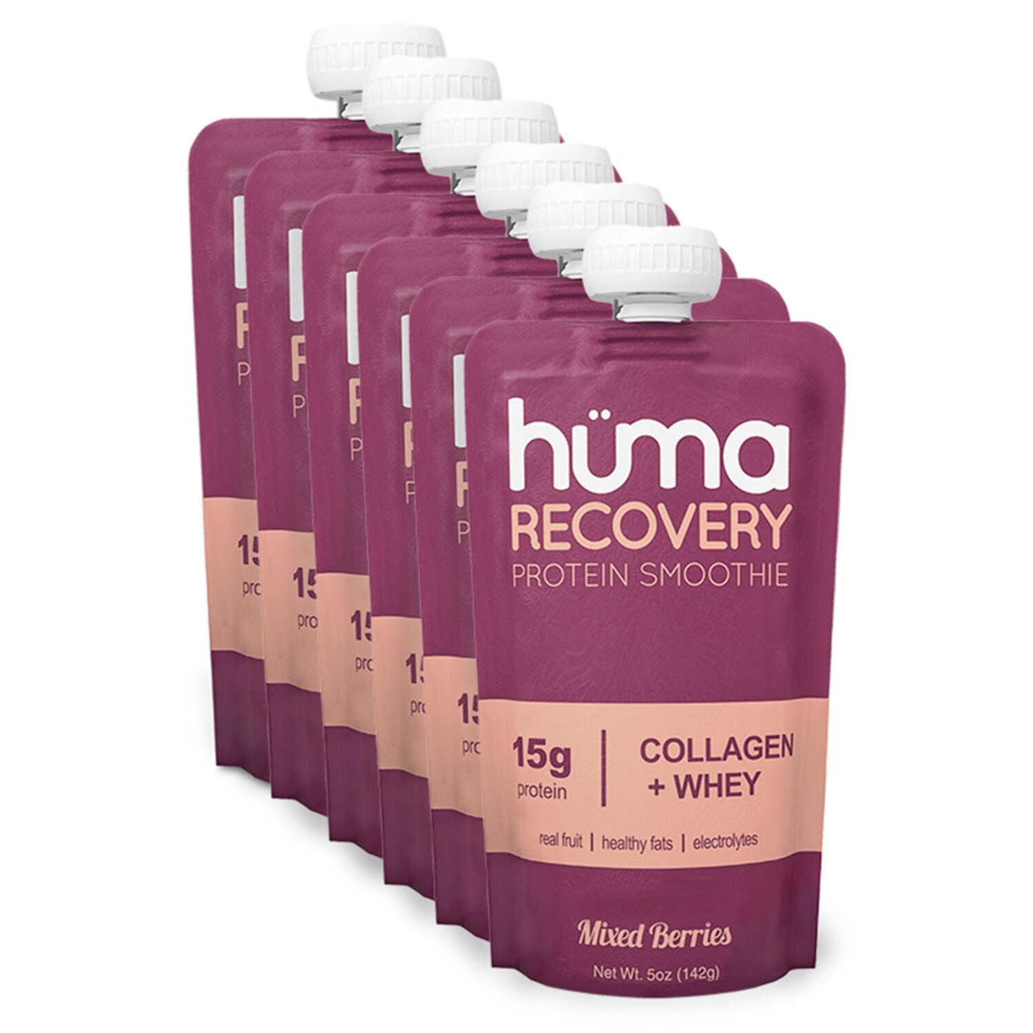 Huma Recovery Protein Smoothie, 6 Pouches – 15g Collagen + Whey Post ...