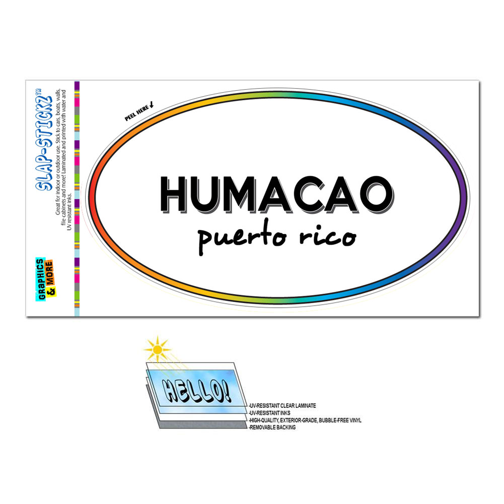 Humacao, PR - Puerto Rico - Rainbow - City State - Oval Laminated ...