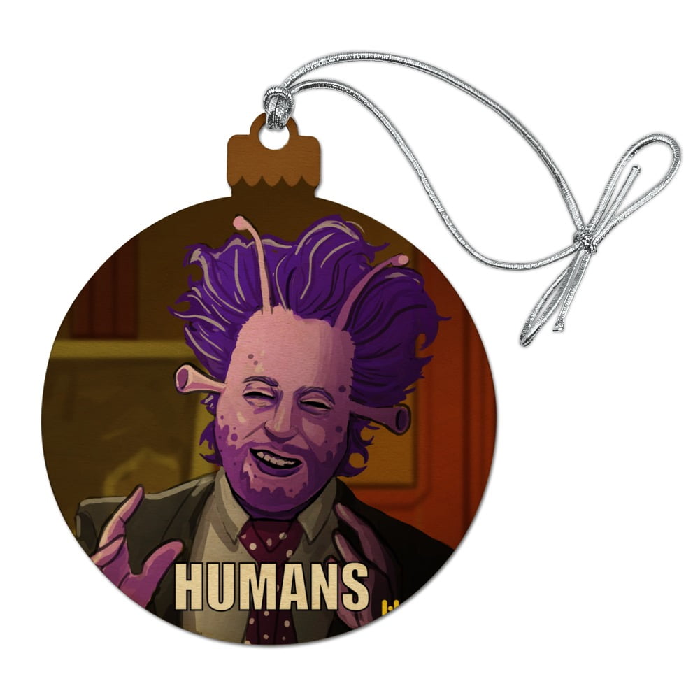 Human Aliens Guy History Meme Wood Christmas Tree Holiday Ornament ...