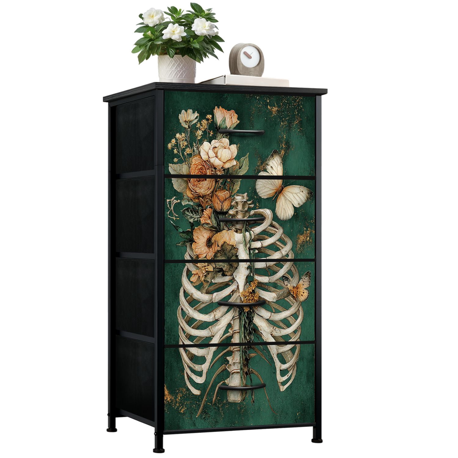 Human Anatomy Dresser for Bedroom with 4 Storage Drawers Floral ...