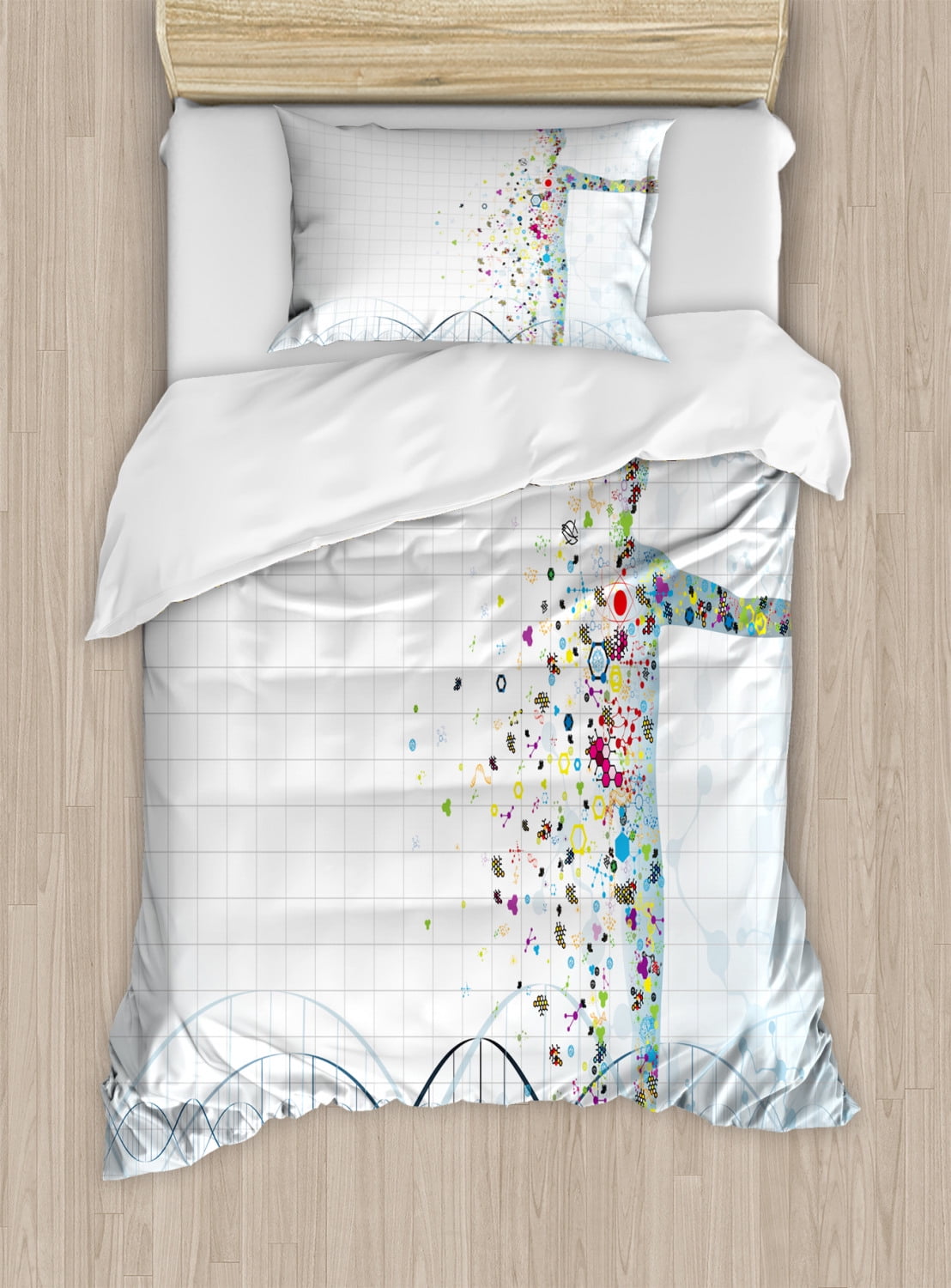 Human Anatomy Duvet Cover Set, Digital Psychedelic Molecule Body of ...