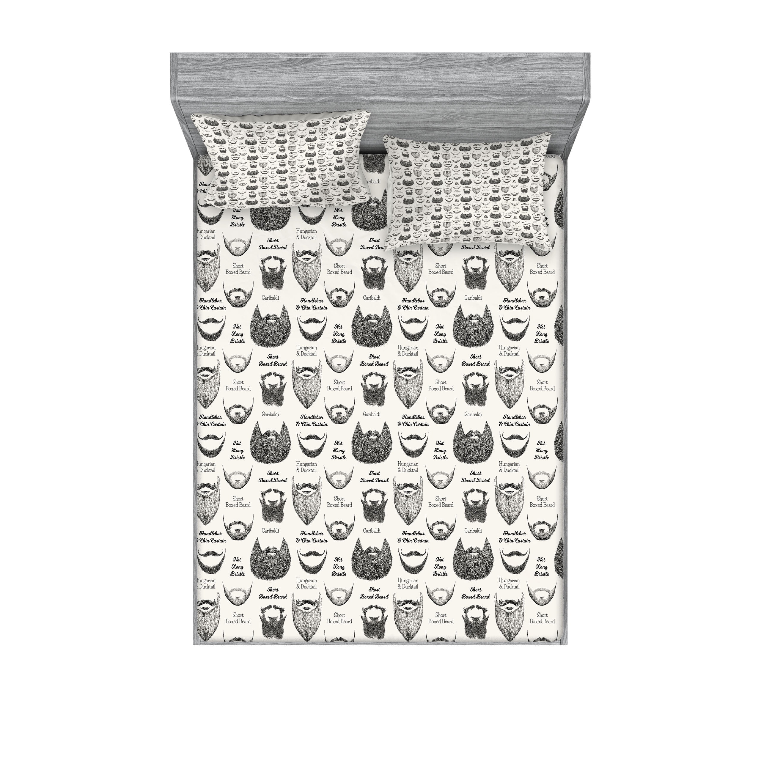 Human Anatomy Fitted Sheet & Pillow Sham Set, Various Beards and ...