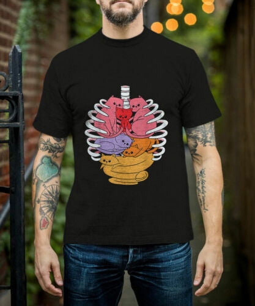 Human Anatomy Inspired Cat Organs Related Rib Cage Design T-Shirt ...