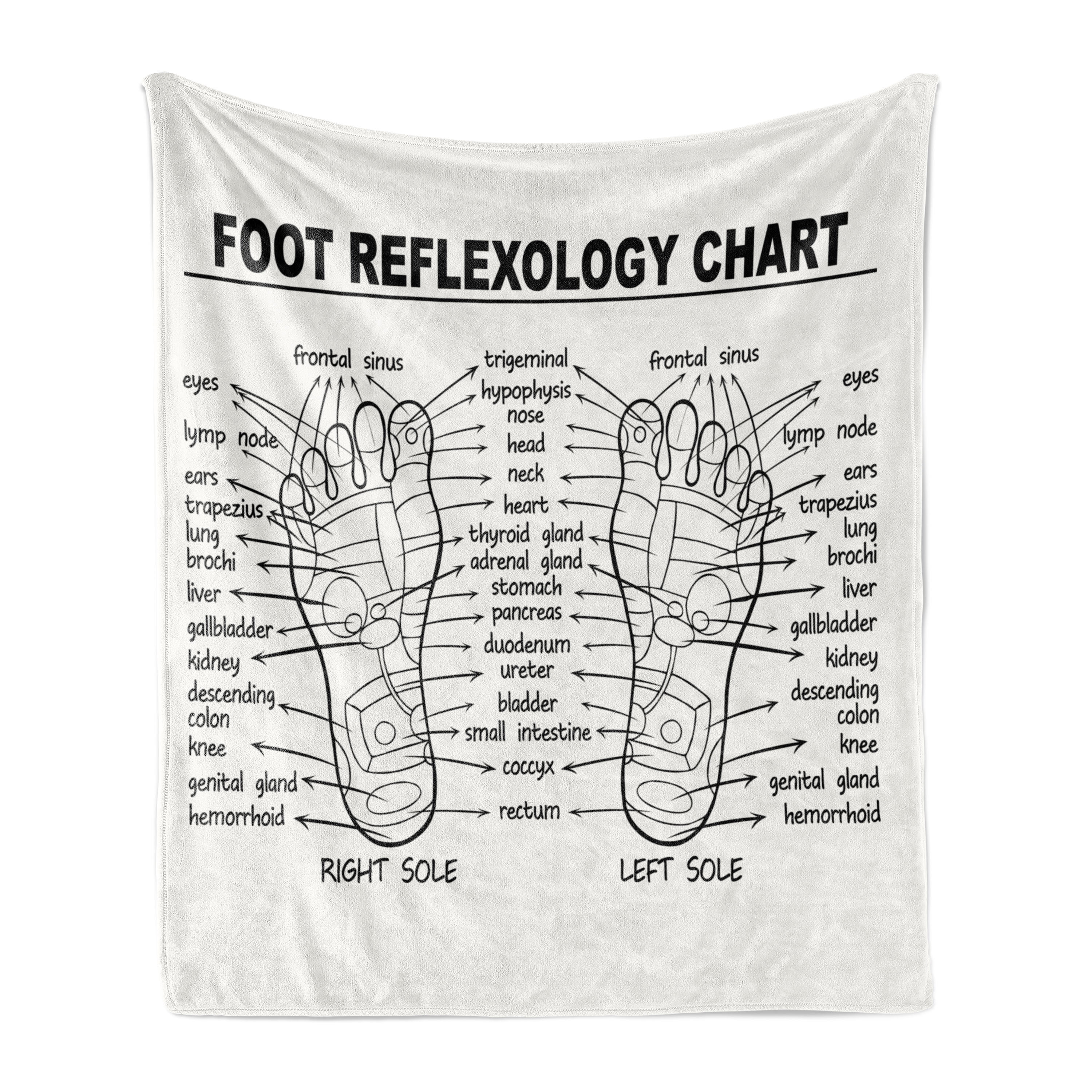 Human Anatomy Soft Flannel Fleece Blanket, Foot Reflexology Chart Right ...