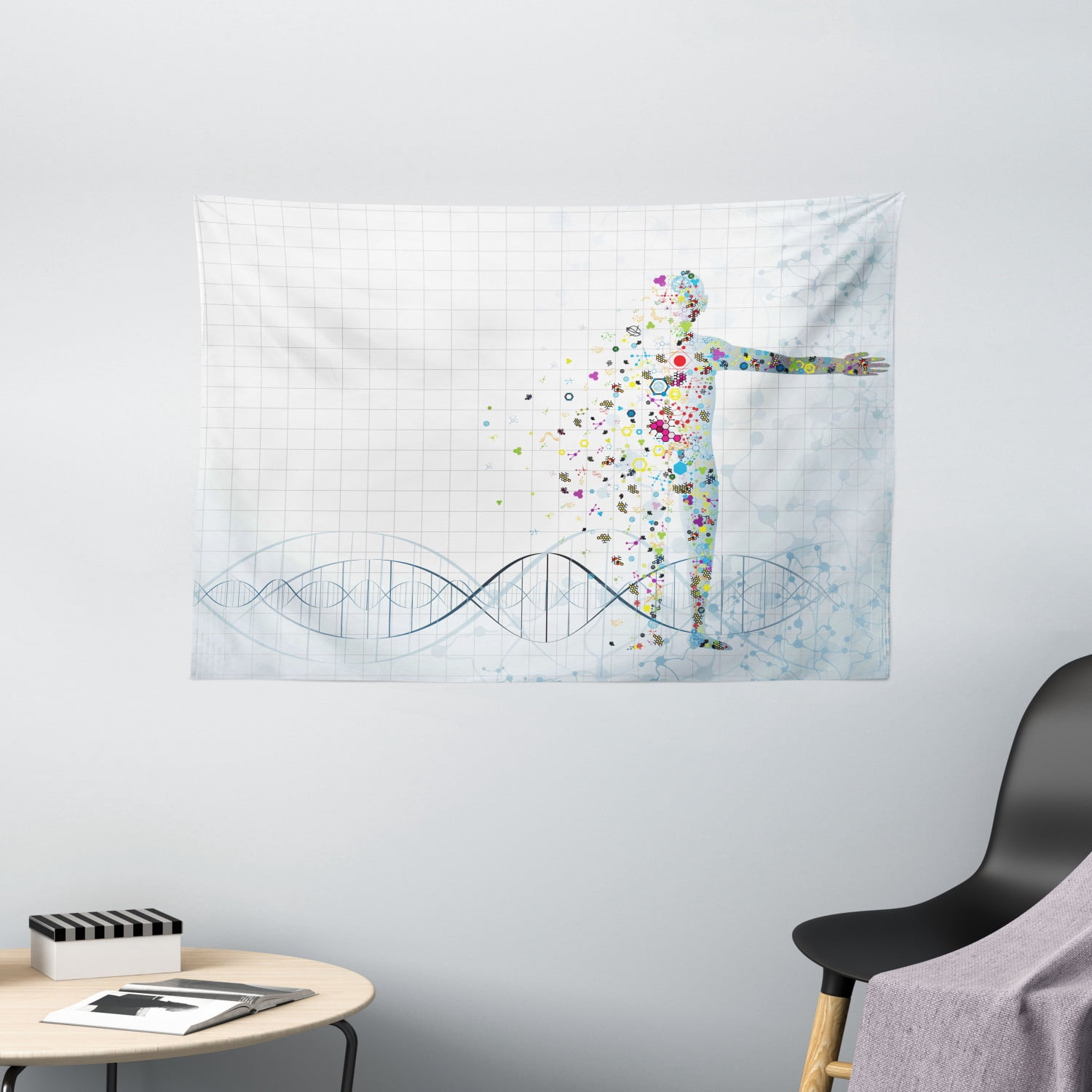 Human Anatomy Tapestry, Digital Psychedelic Molecule Body of Human DNA ...