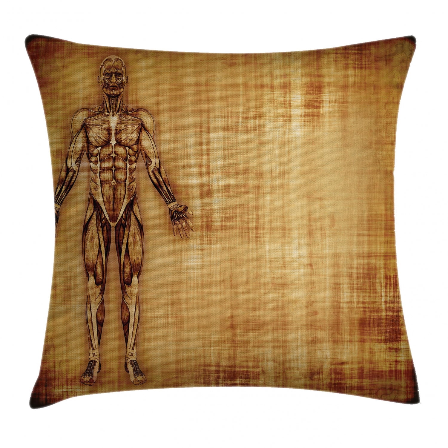 Human Anatomy Throw Pillow Cushion Cover, Grunge Old Parchment Effect ...