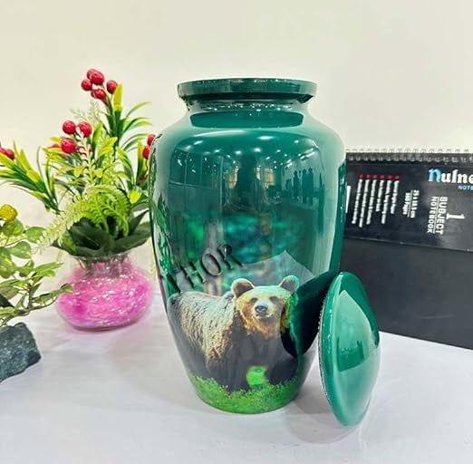 Human Ashes,Design Bear's Green urns 10" Adult Memorial Urn for Mom ...