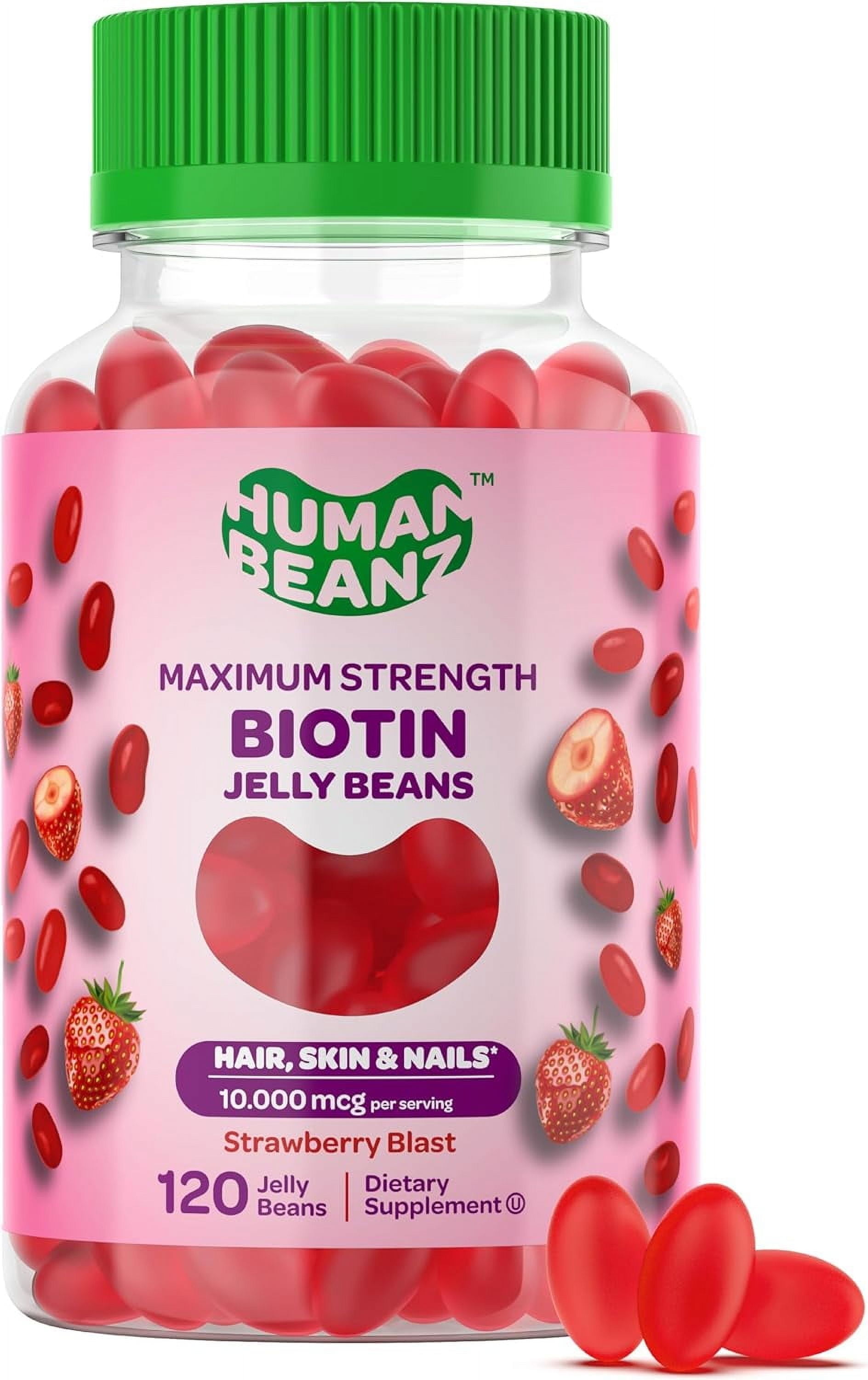 Human Beanz Biotin Jelly Bean Gummies, 10000 mcg, Hair Skin and Nails ...