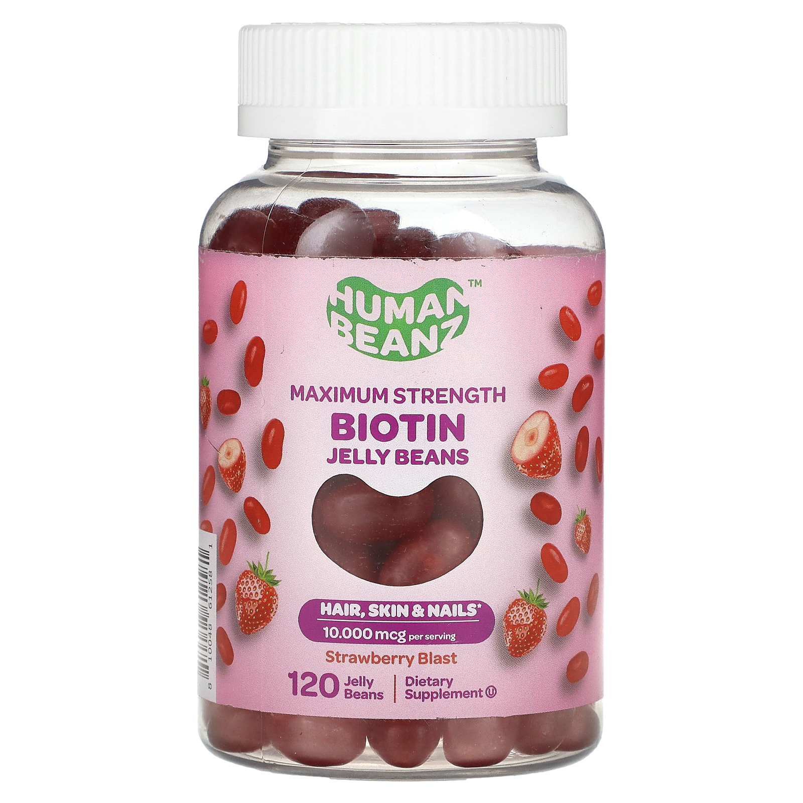 Human Beanz Biotin Jelly Beans, Maximum Strength, Strawberry Blast ...