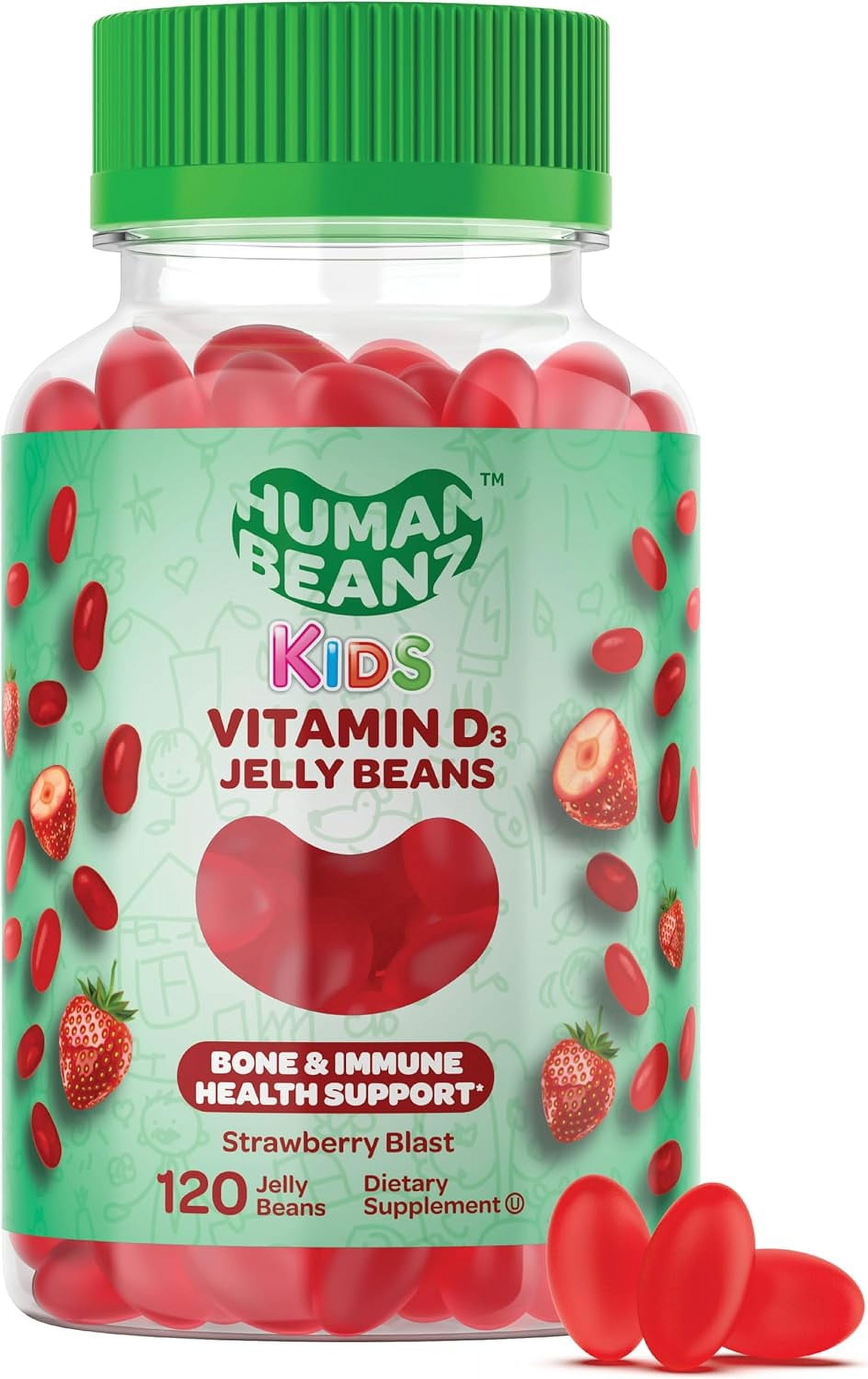 Human Beanz Kosher Kids Vitamin D3 Jelly Beans Strawberry Blast Flavor ...