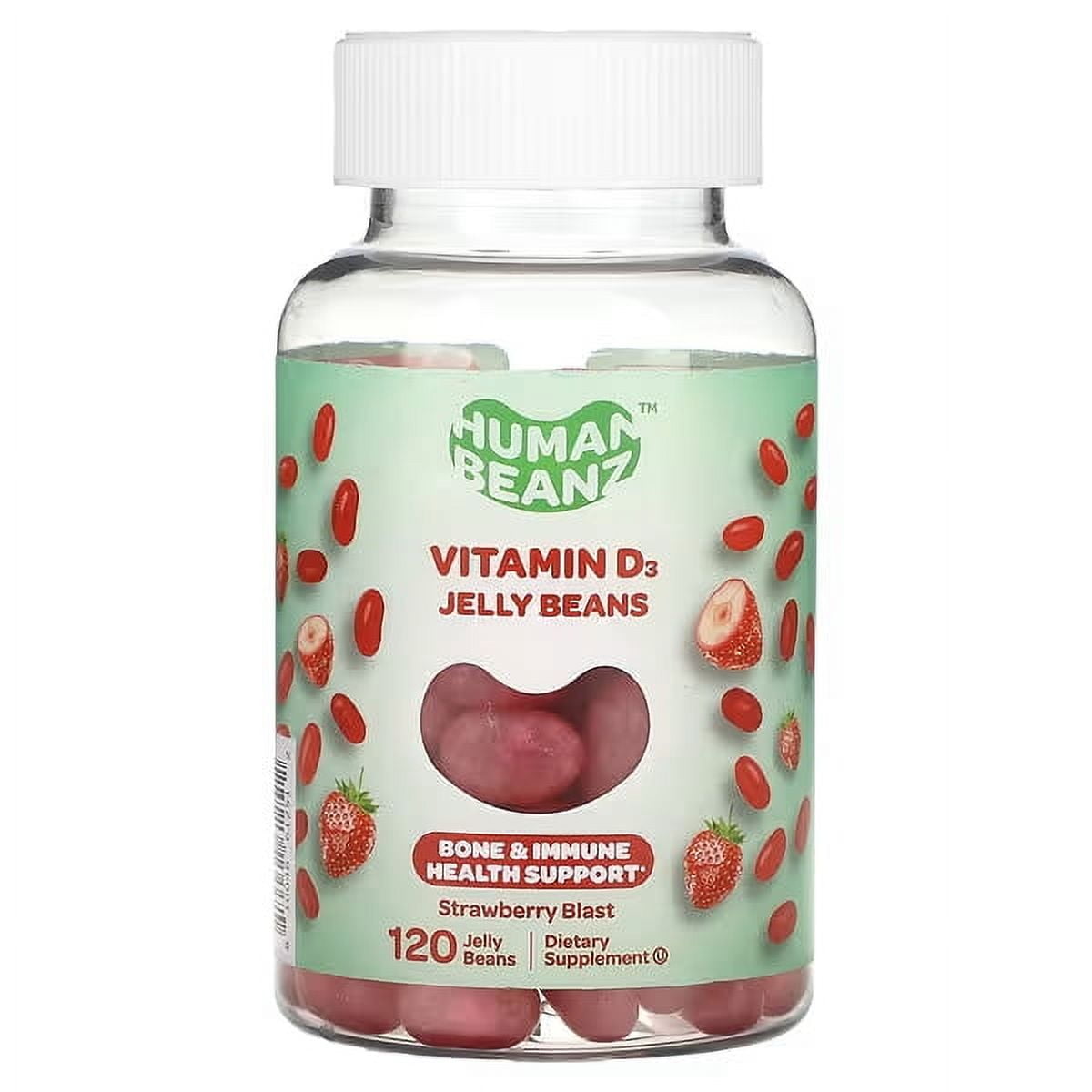 Human Beanz Kosher Vitamin D3 500 IU Jelly Beans - Strawberry Blast ...