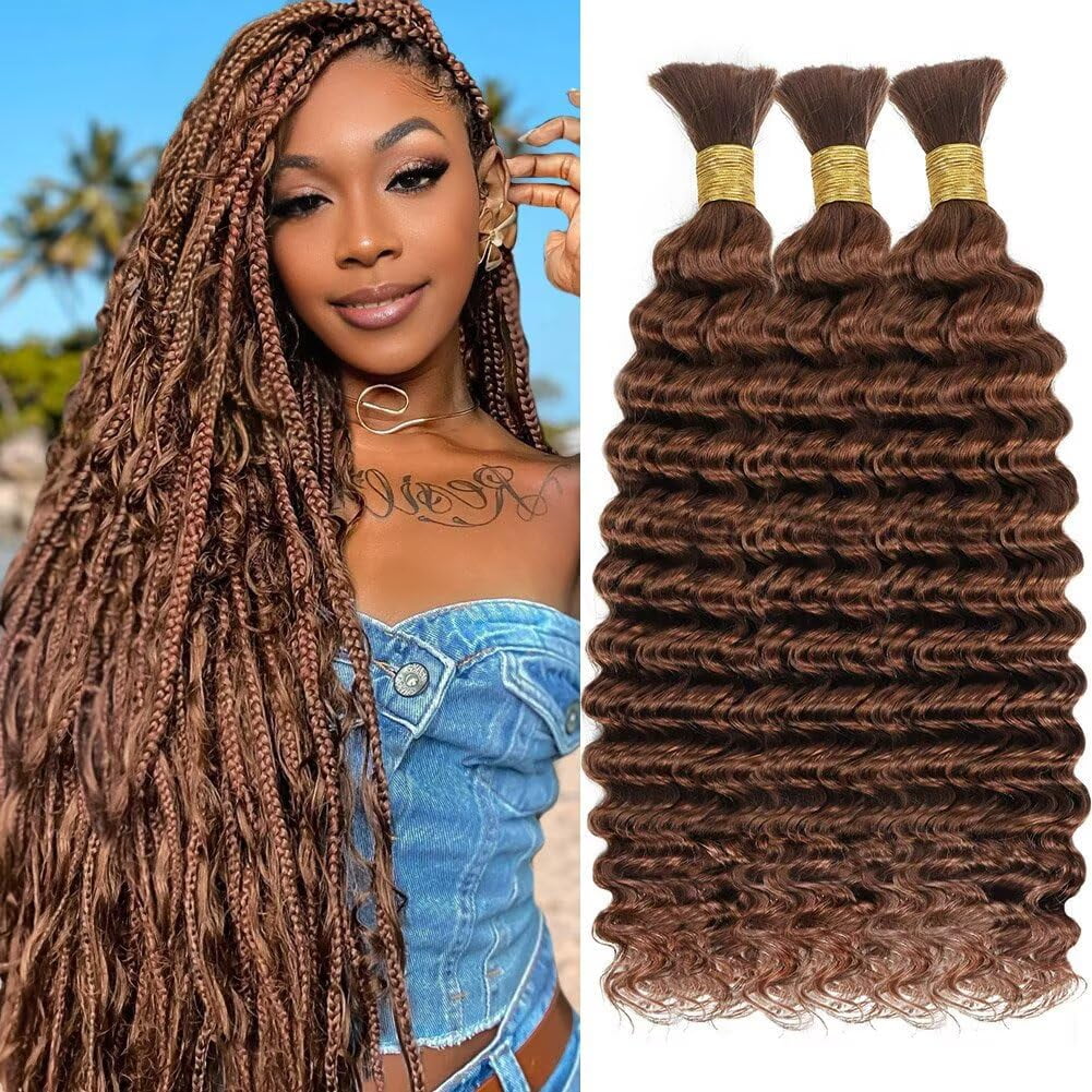 Human Braiding Hair for JKF25 Boho Braids 150g 18 Inch Auburn Brown ...