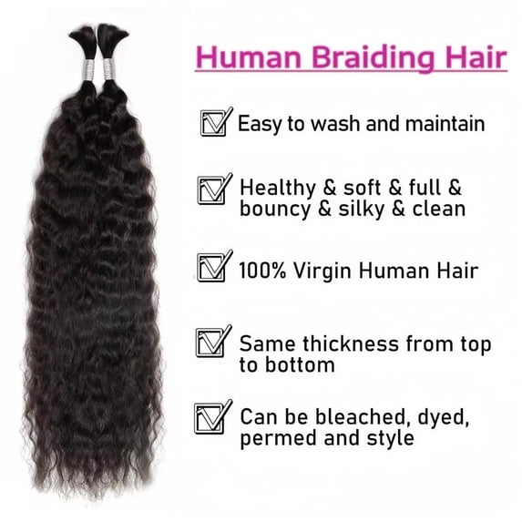 Human Braiding Hair for Boho Braids Wet And Wavy Curly Bulk Hair ...