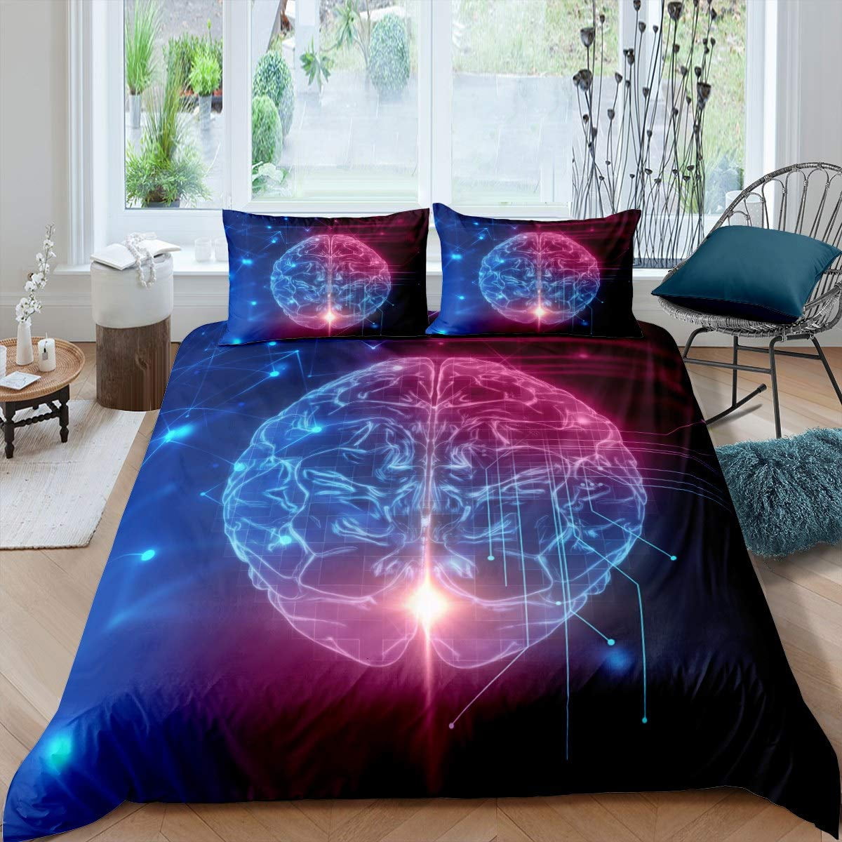 Human Brain Duvet Cover Set For Boy Child Students Microfiber Music Art ...
