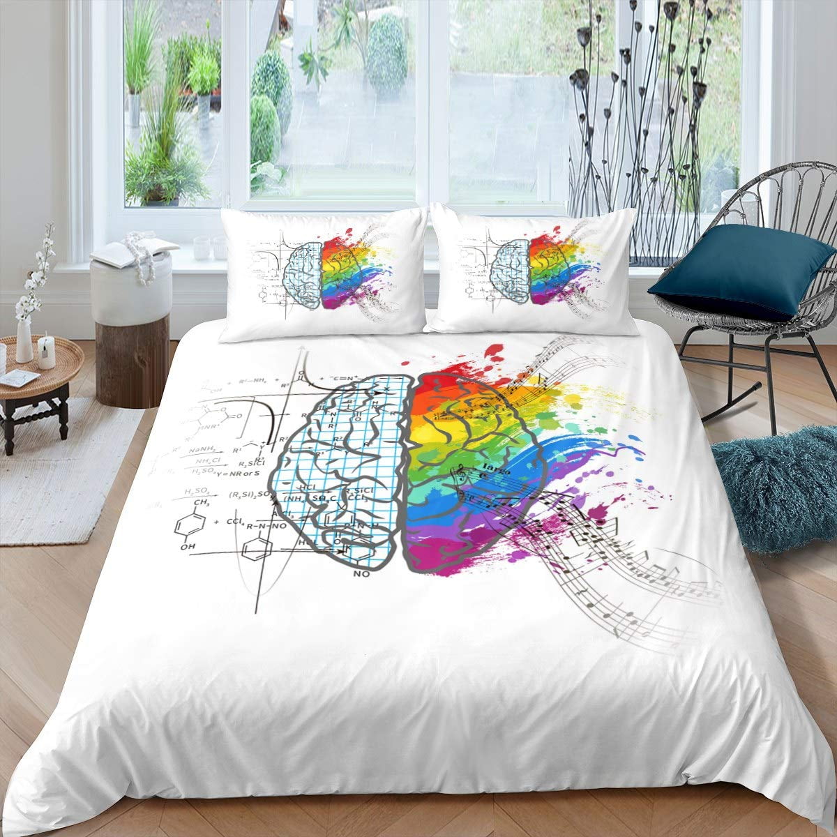 Human Brain Duvet Cover Set For Boy Child Students Microfiber Music Art ...