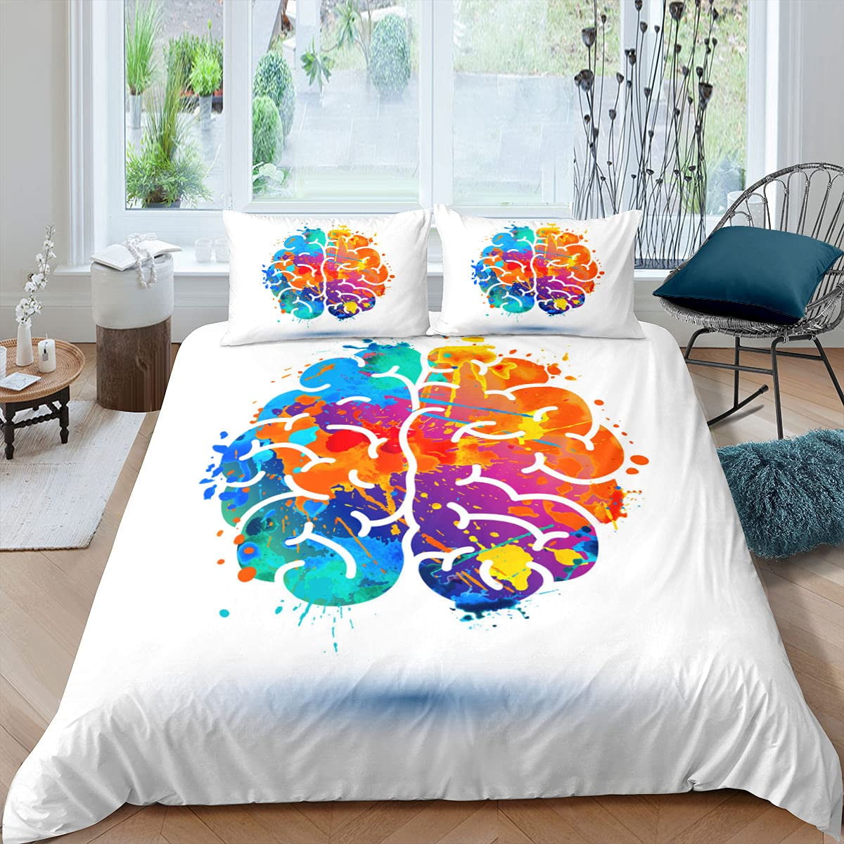 Human Brain Duvet Cover Set For Boy Child Students Microfiber Music Art ...