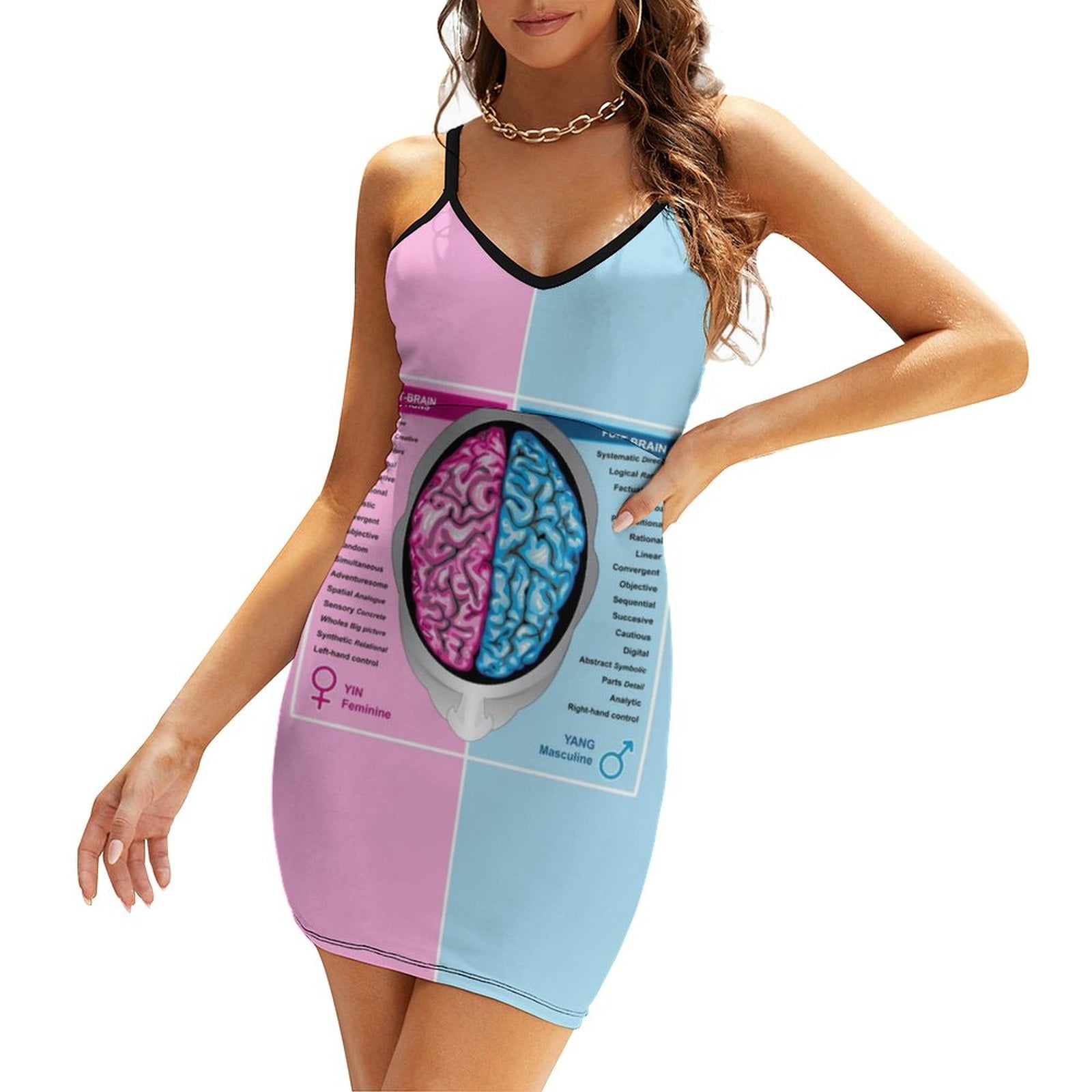 Human Brain Left And Right s Vector Square Neck Dress New Plus Size ...