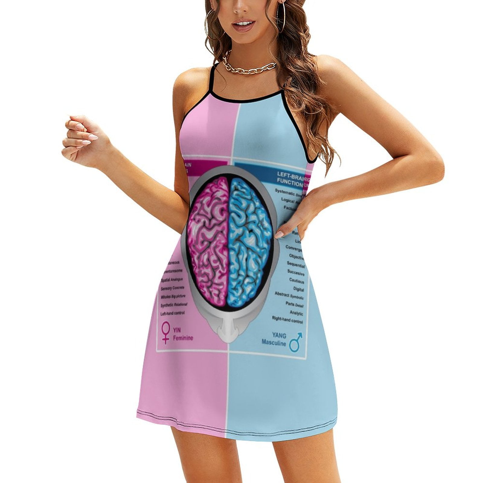 Human Brain Left And Right s Vector Square Neck Dress New Plus Size ...