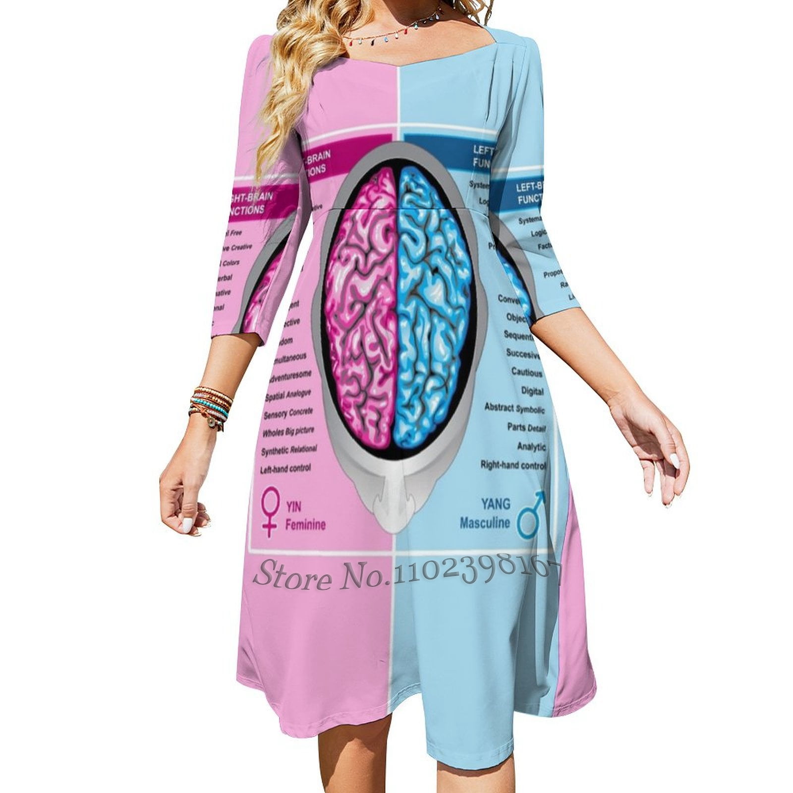 Human Brain Left And Right s Vector Square Neck Dress New Plus Size ...
