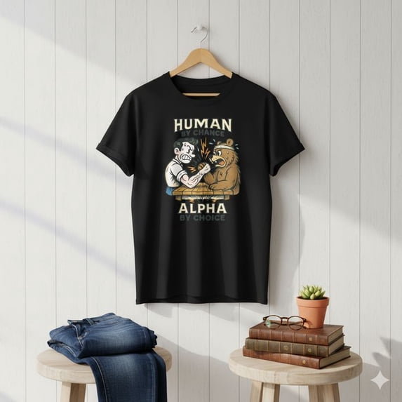 Human By Chance Alpha By Choice Shirt, Alpha Wolf Graphic Tee, Sigma ...