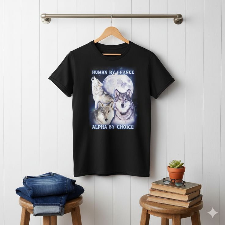Human By Chance Alpha By Choice Shirt, Alpha Wolves Meme, Wolf Vintage ...