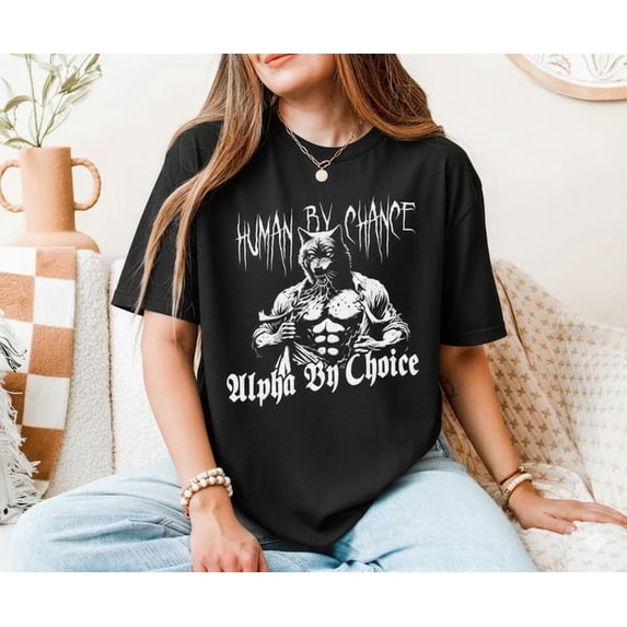 Human By Chance Alpha By Choice Wolf Shirt, Vintage 90s Wolf Tee, Emo ...