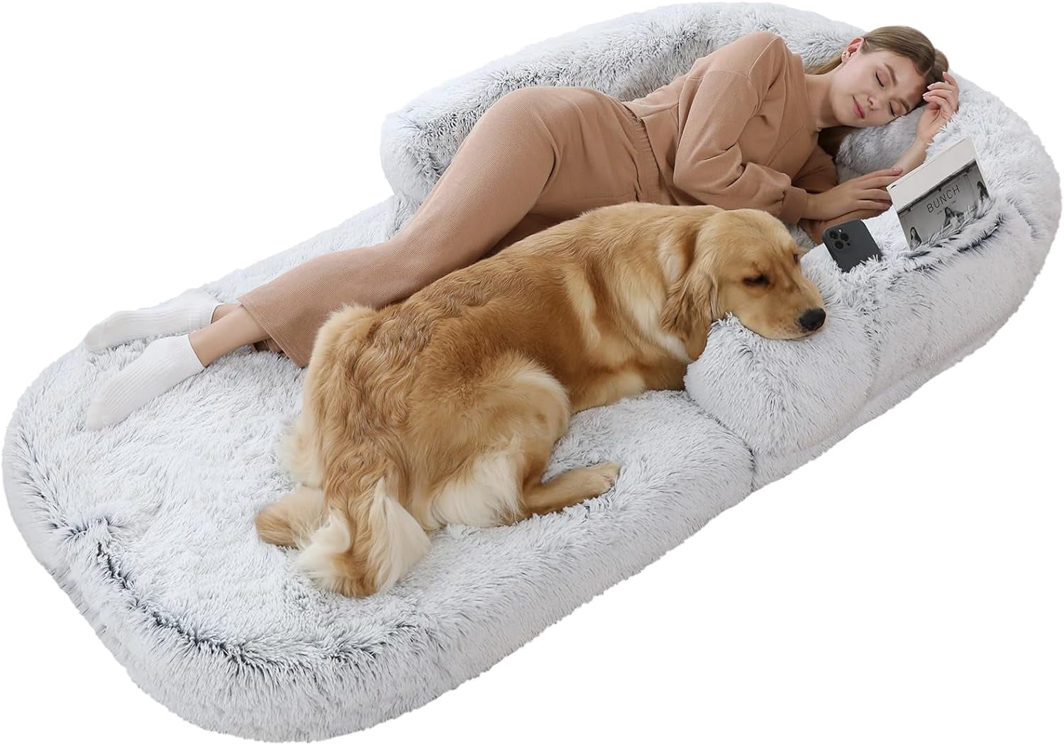 Human Dog Bed, 74"x44"x10" Dog Beds for Large Dogs, Foldable Plush ...
