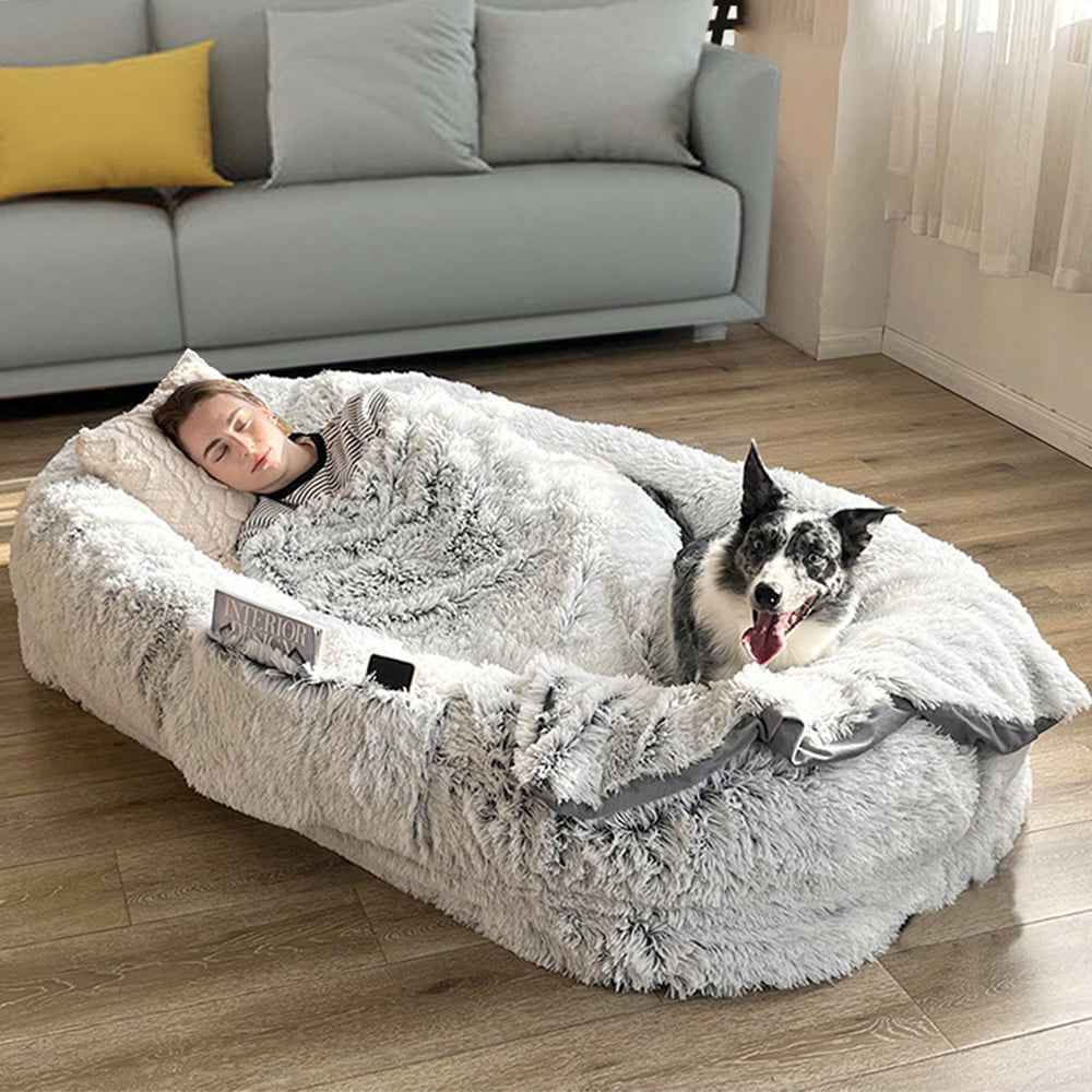 Human Dog Bed for Adult, Human Size Dog Bed with Washable Faux Fur ...