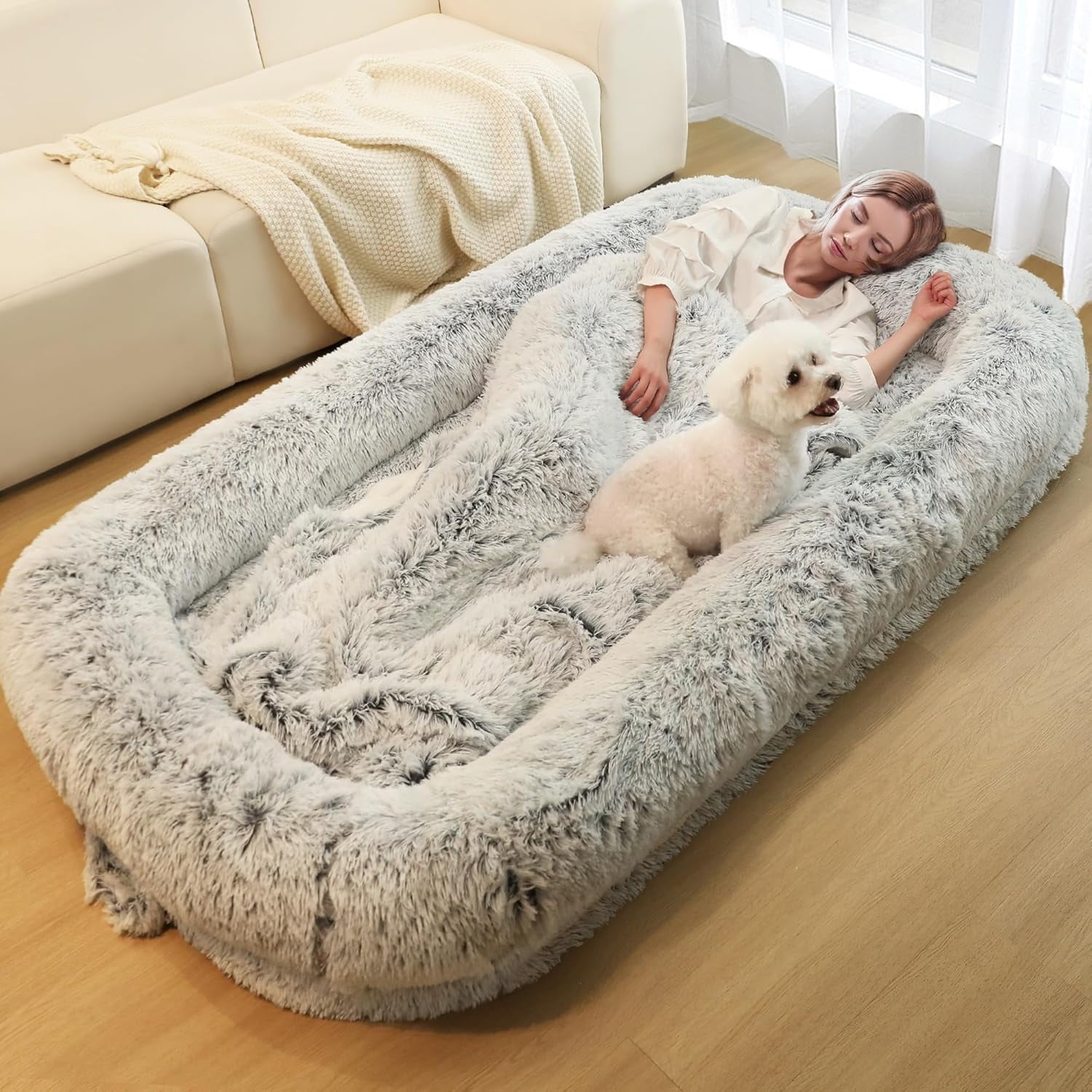 Human Dog Bed for Adults, 75" Long Human Size Dog Bed, Washable ...
