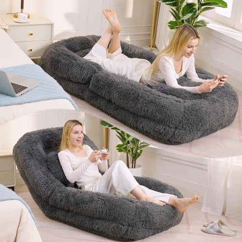 Human Dog Sofa Bed for Adult & Pets, Convertible Lazy Sofa Bed with 5 ...