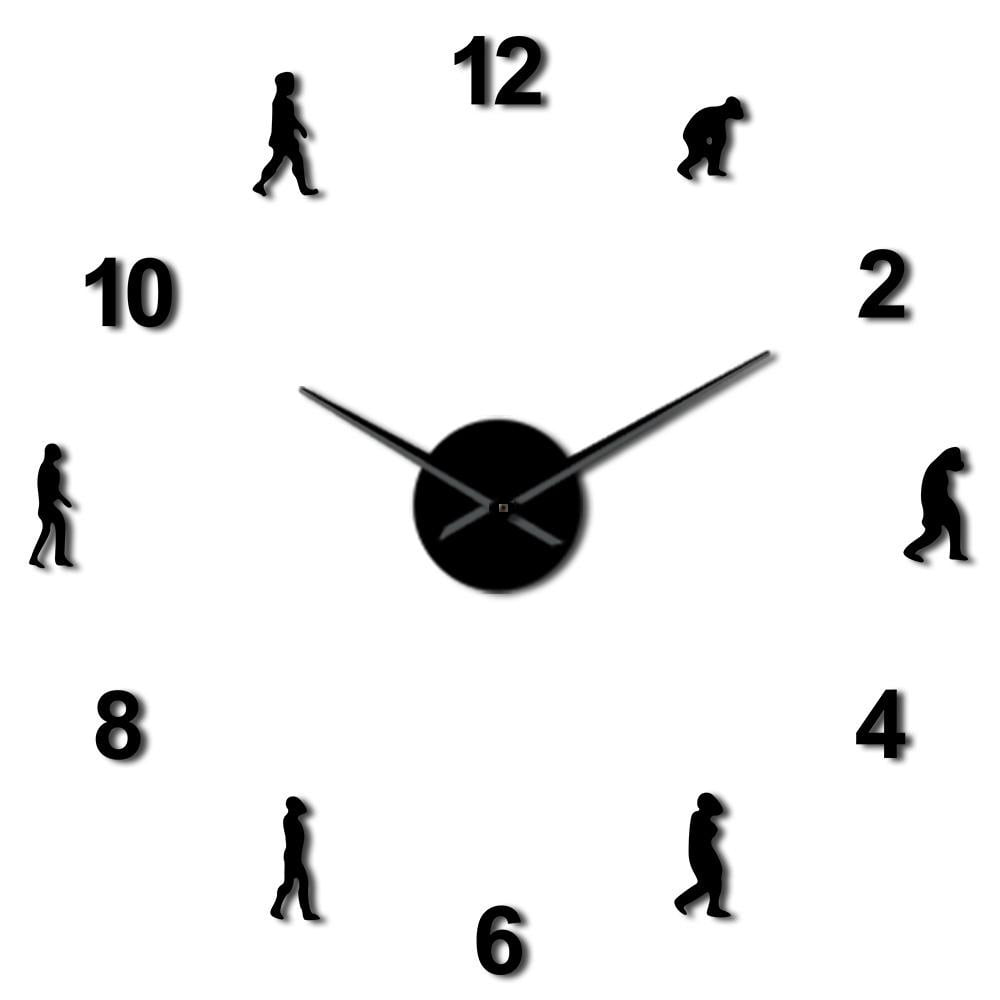 Human Evolution Frameless Wall Clock Stickers, DIY Modern Decorative ...