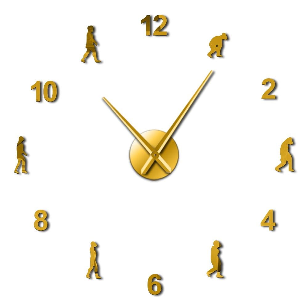 Human Evolution Frameless Wall Clock Stickers, DIY Modern Decorative ...