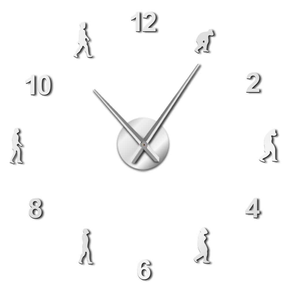 Human Evolution Frameless Wall Clock Stickers, DIY Modern Decorative ...