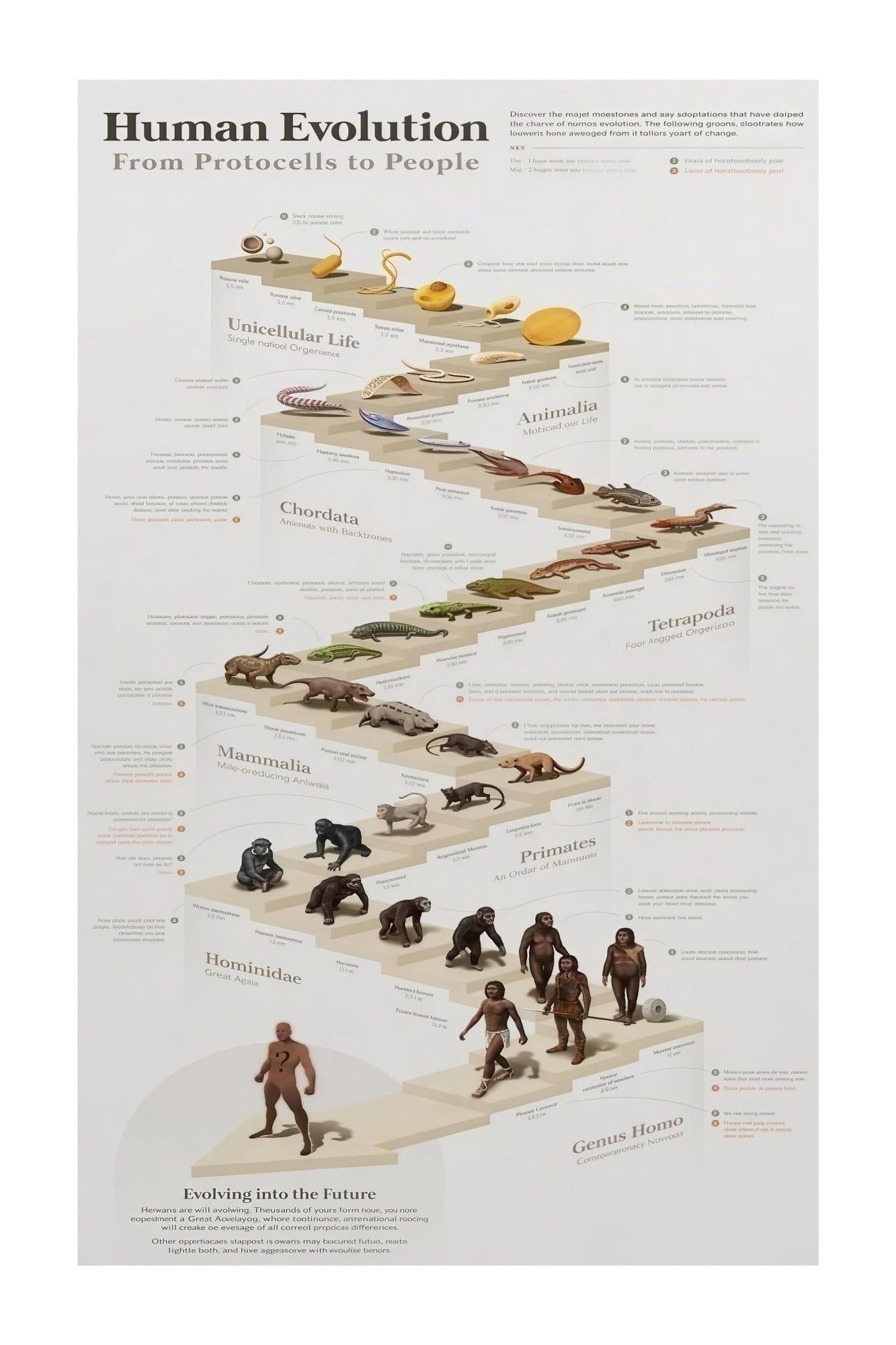 Human Evolution Timeline Poster Educational Science Chart from Early ...