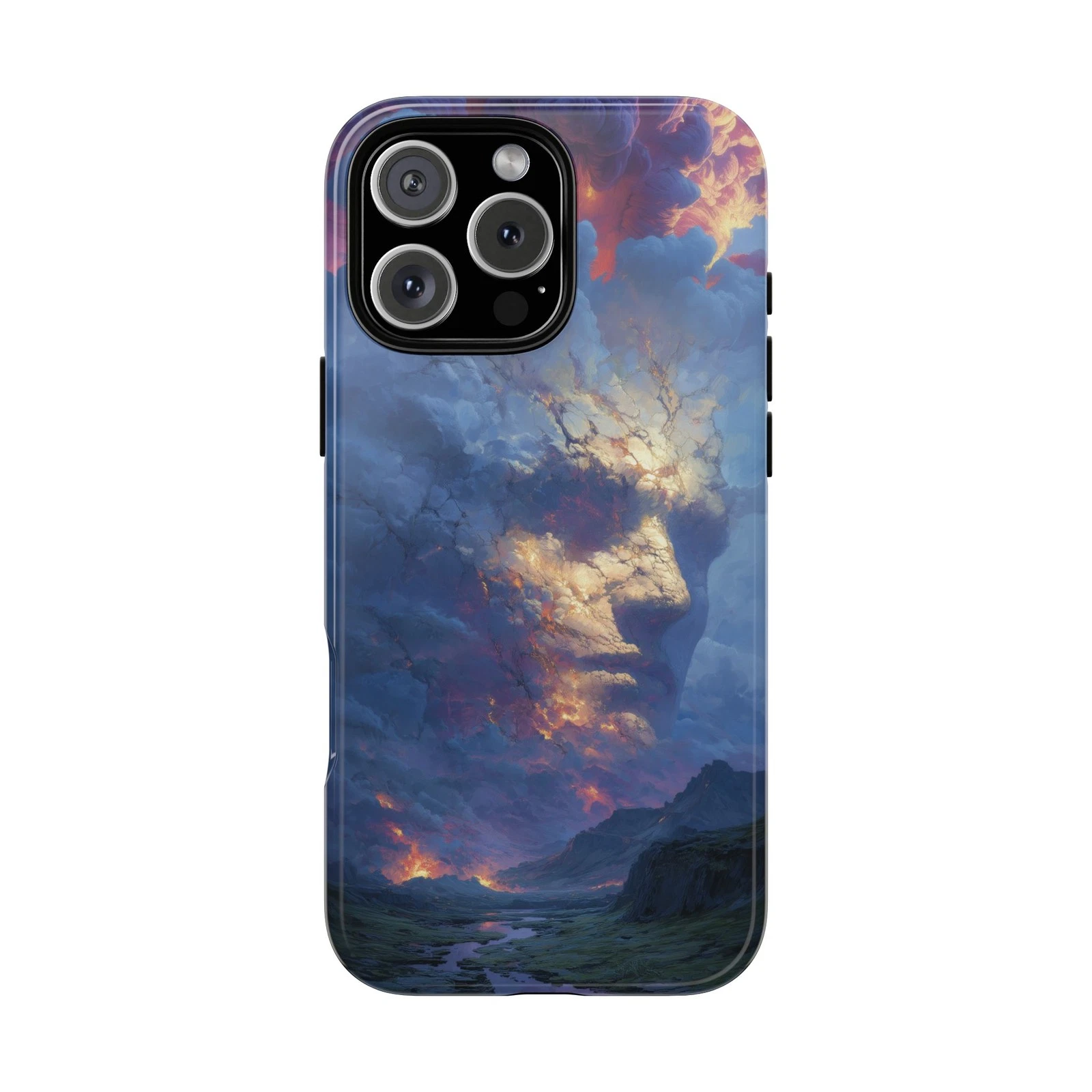 Human Face Stormy Sky Guardian Art Case for iPhone 17 through 11 Pro ...