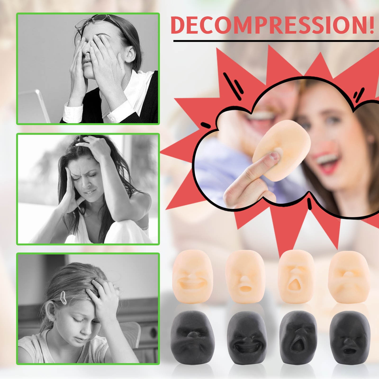 Human Face Venting Ball - Funny Expression Squishy Fidget Toy for ...