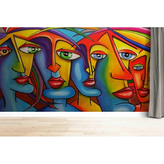 Human Face Wall Art, Custom Wallpaper, Feamale Wall Painting, People ...