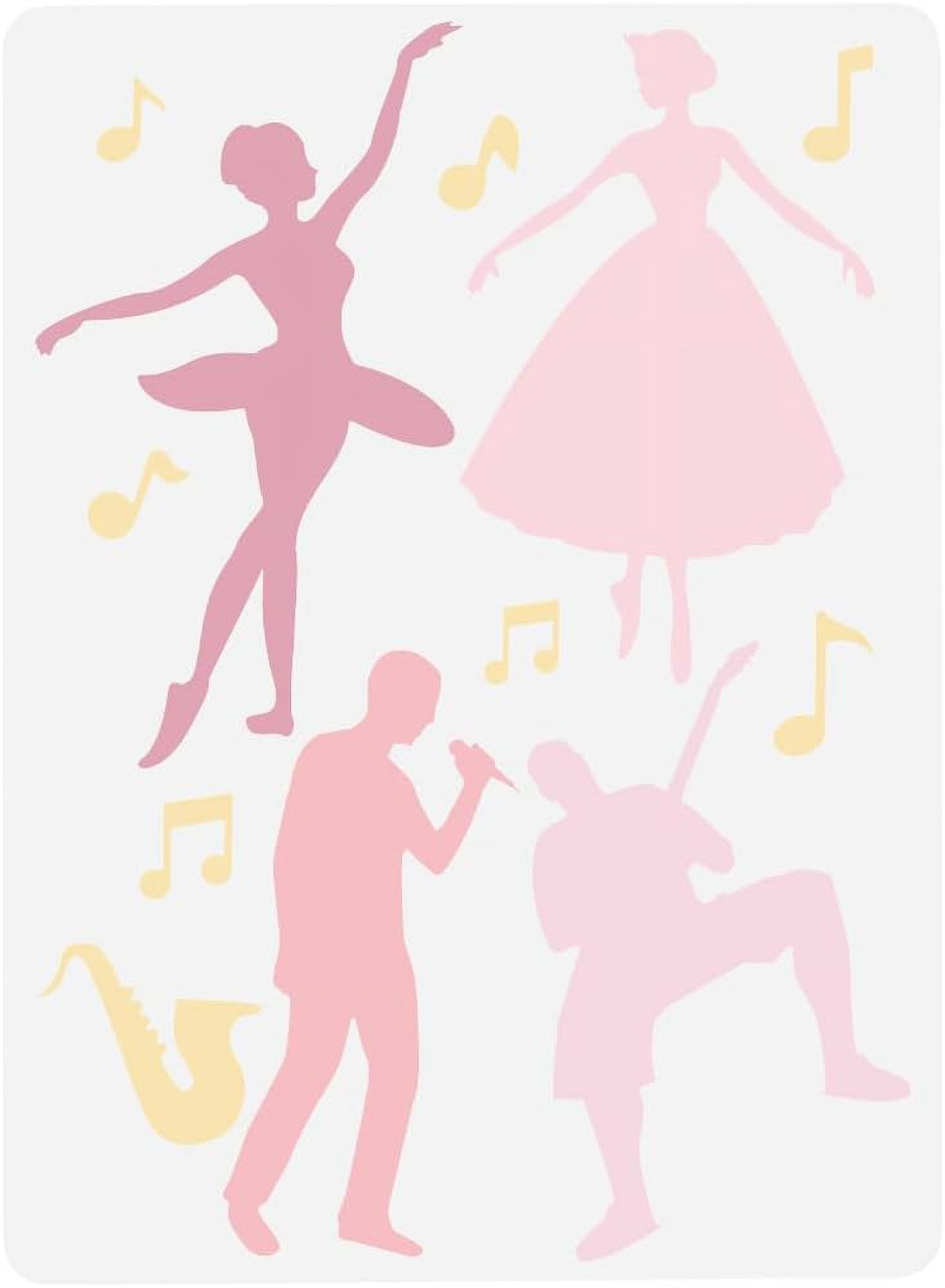 Human Figure Templates Reusable Musical Note Singing Boy Ballet Girls ...
