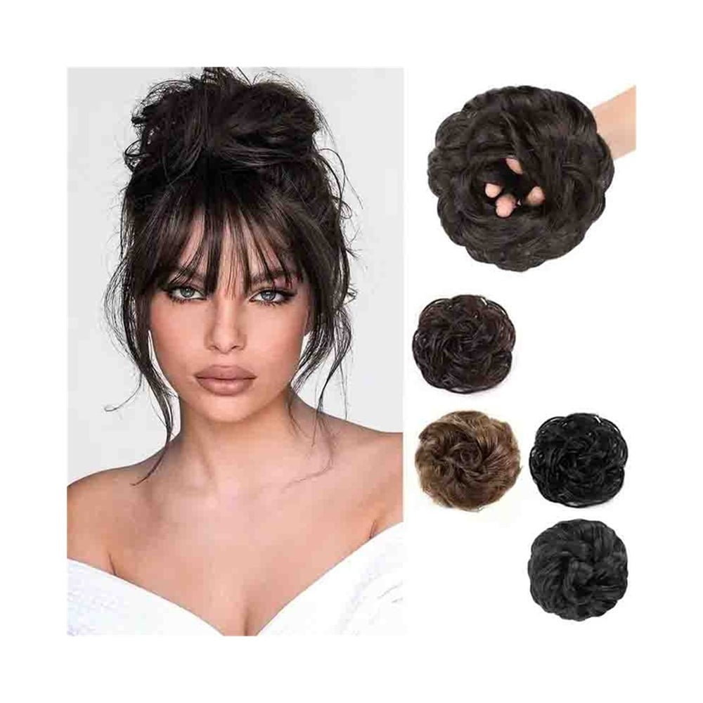 Human Hair Bun Extension Elastic Messy Fluffy Chignon Donut Updo Hair ...