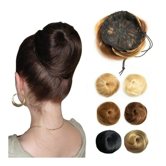 Human Hair Bun Extension Instant Up-Do Donut Chignon Drawstring ...