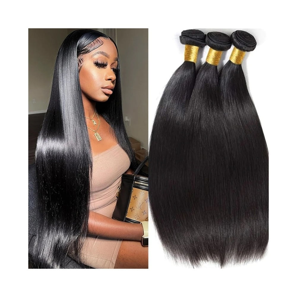 Human Hair Bundles 10-28 Inch Brazilian Remy Hair Weave Bone Straight ...