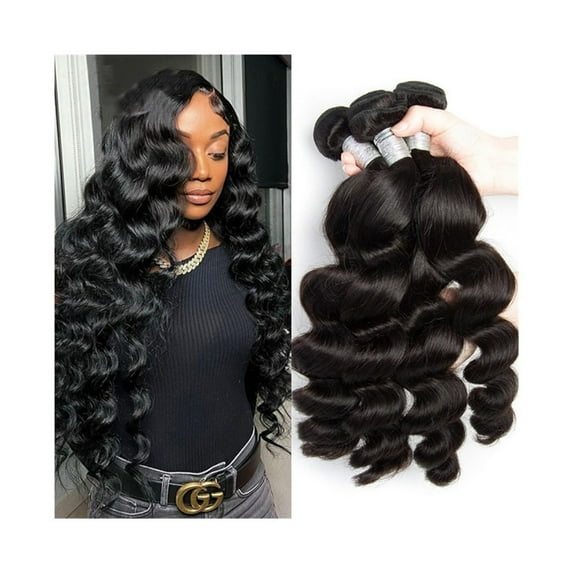 Human Hair Bundles Loose Wave Weave Bundles Natural Color 1/3/4 Bundles ...