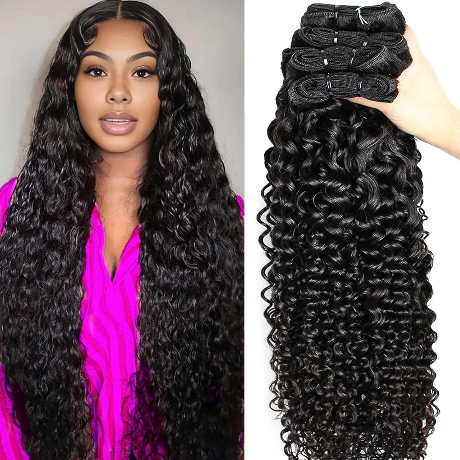 Human Hair Bundles Water Wave Burmese Curly Bundle Human Hair Wet and ...