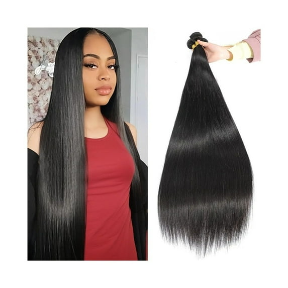 Human Hair Bundles for Women Straight Hair 3 Bundles Natural Black 10 ...