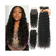 Human Hair Bundles with Closure Peruvian Remy Hair Water Wave Bundles ...