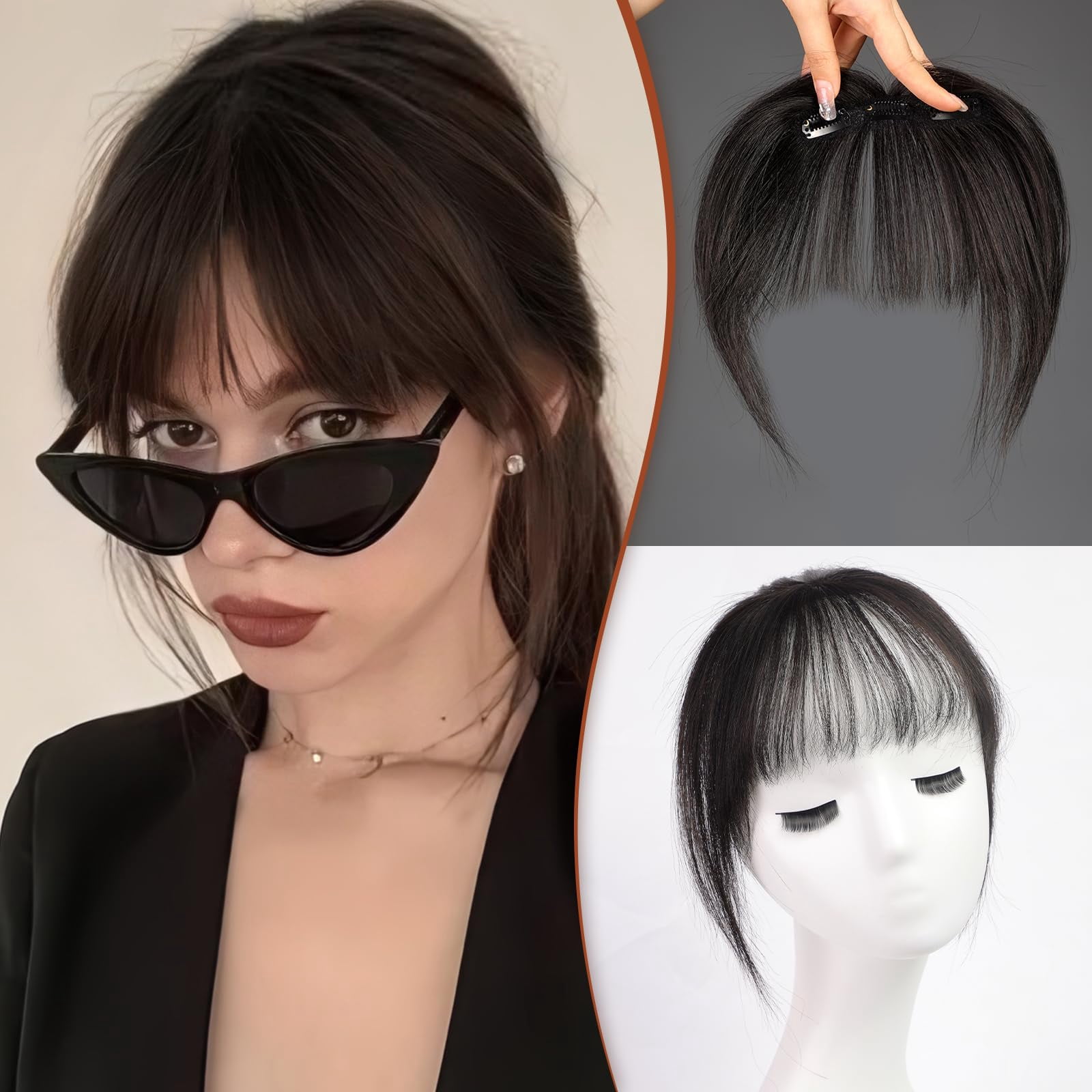 Human Hair Clip in Bangs Ombre Light Blonde 3 Secure Clips Full Fringe ...