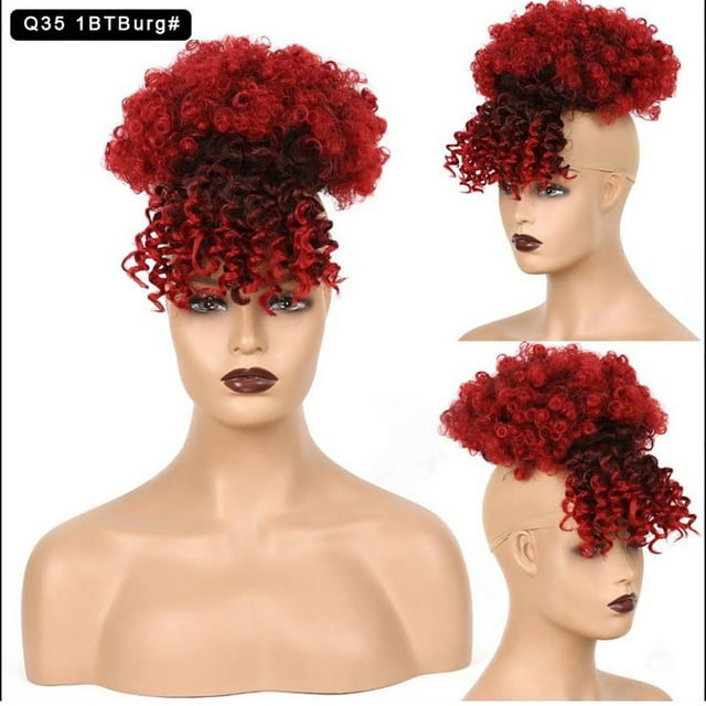 Human Hair Curly Wigs For Women, Curly Hair Explosion Hair Pack Bangs ...