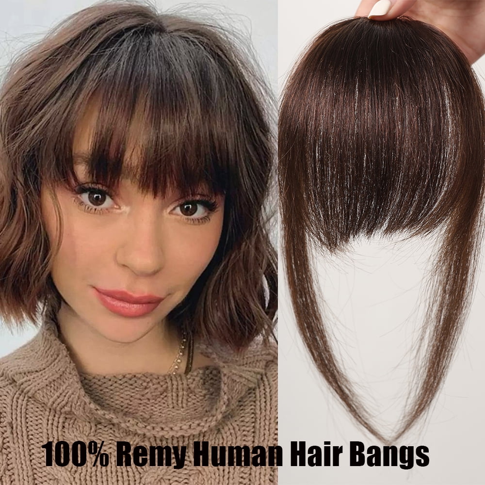 Human Hair Fringe Bangs Clips in Natural Black Hair Bangs Hairpieces ...