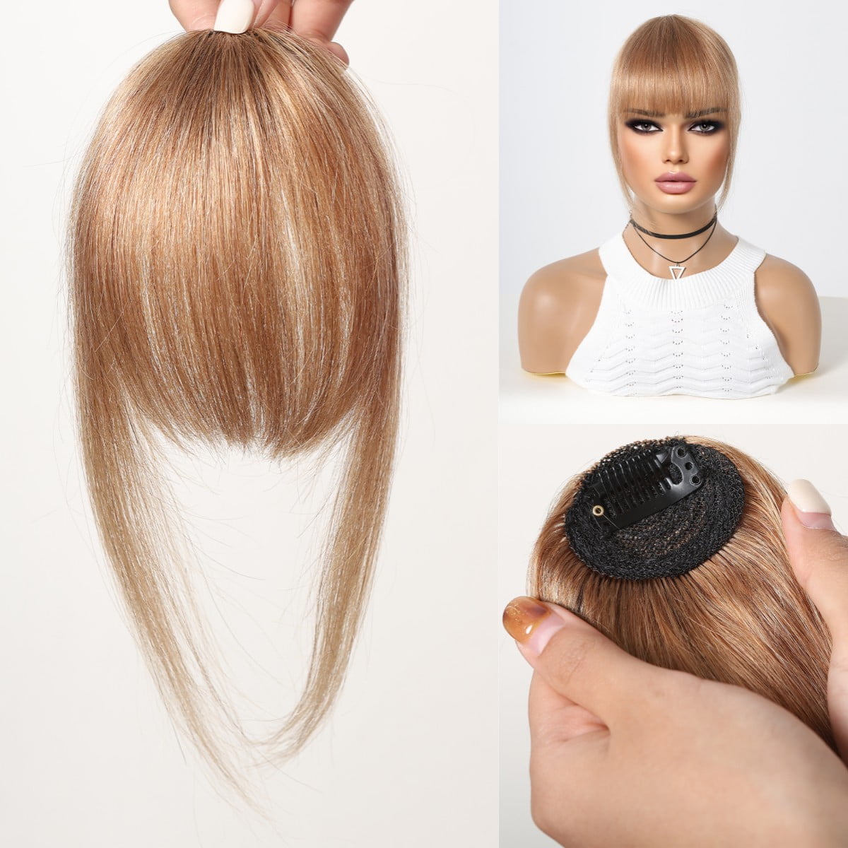 Human Hair Fringe Bangs Clips in Natural Black Hair Bangs Hairpieces ...