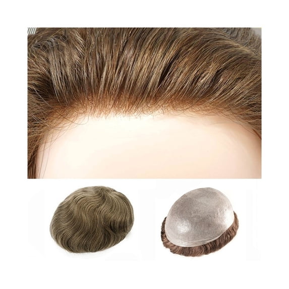 Human Hair Men Toupee Natural Hairline 0.06mm Injected Full PU Thin ...